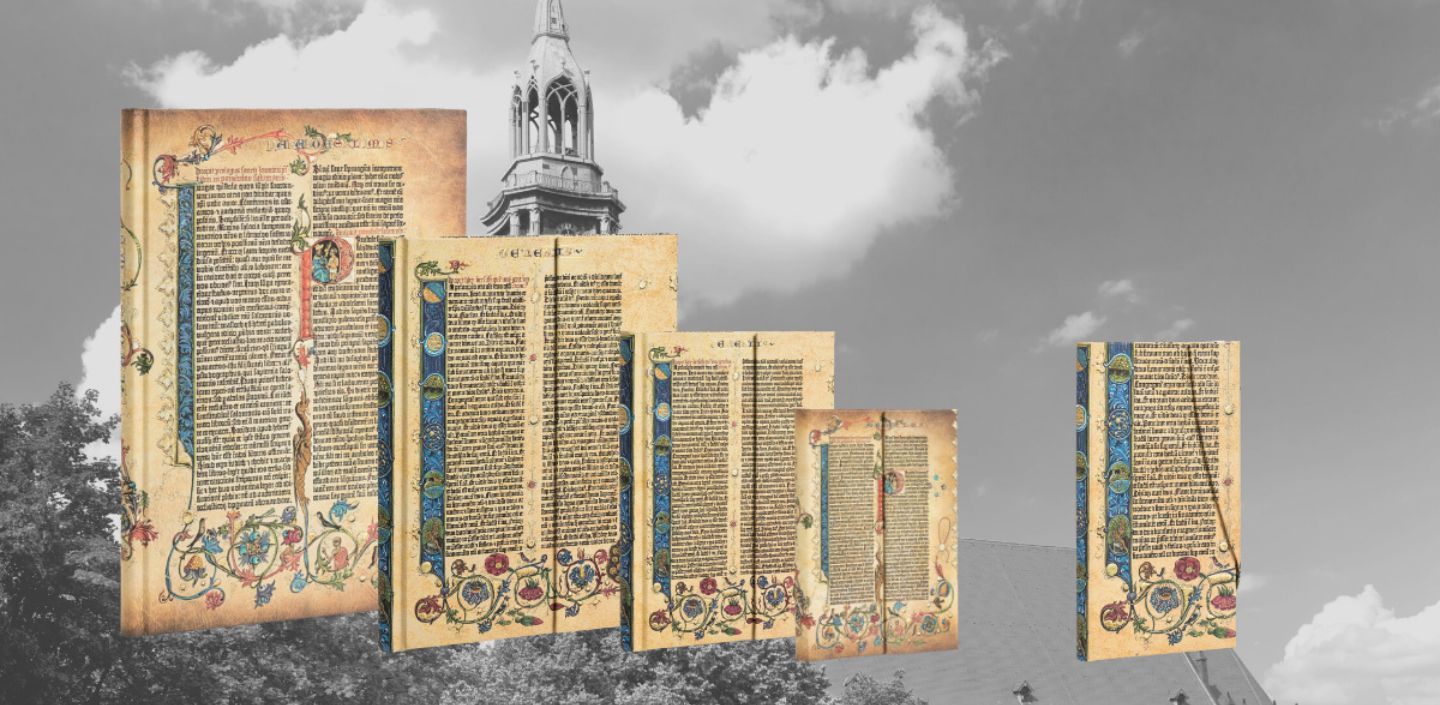 The Gutenberg Bible celebrated as a series of Notebooks by Paperblanks ...