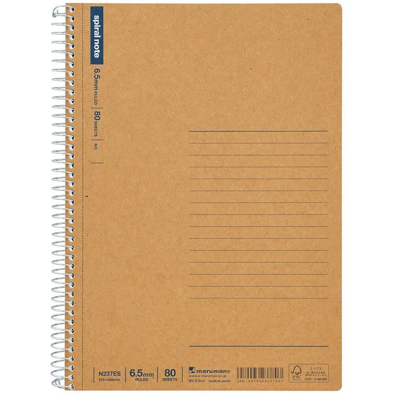 Maruman Mnemosyne Spiral Notebook N237ES - A5 Lined 6.5MM ...